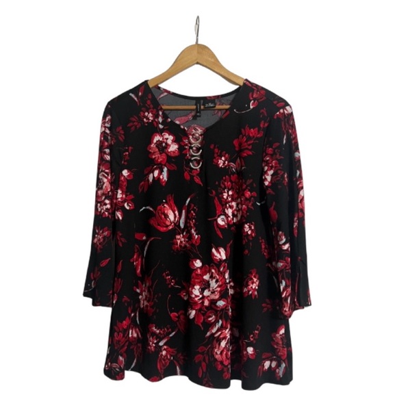 new directions | Tops | New Directions Black And Red Floral Blouse ...